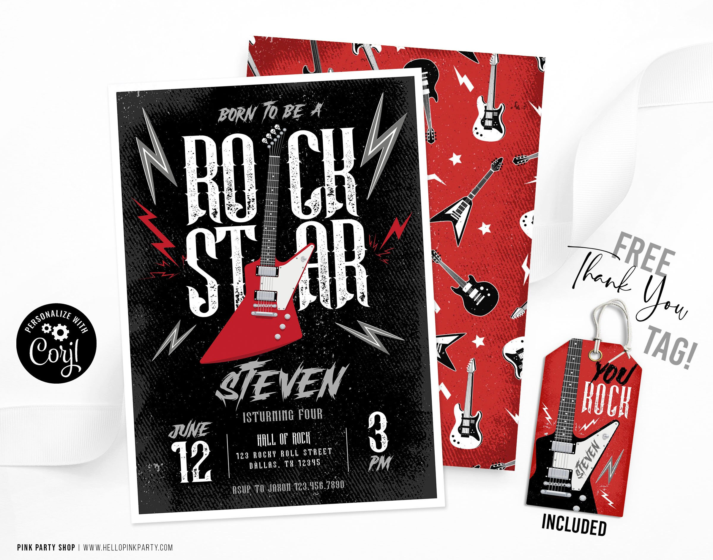 Plantilla de invitación de cumpleaños de rock and roll - Etsy México