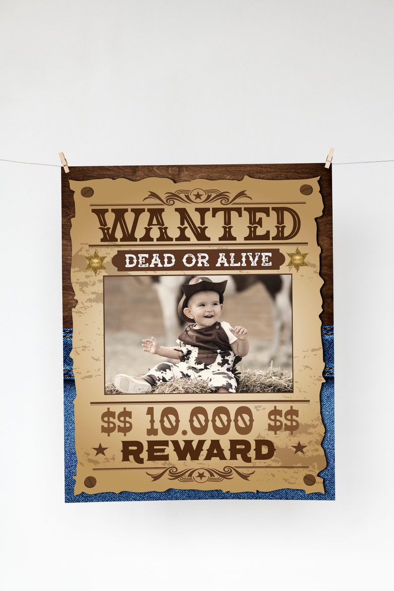 Cowboy Birthday Printable Wanted Sign Template Rodeo Western - Etsy