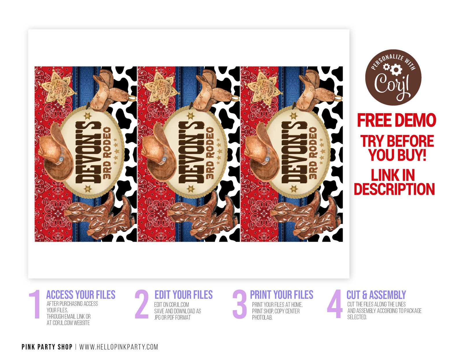 Cowboy Birthday Gable Box Labels Printable Templates Western - Etsy