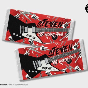 Editable Rock Star Birthday Party Water Labels, Born to Rock Party ...