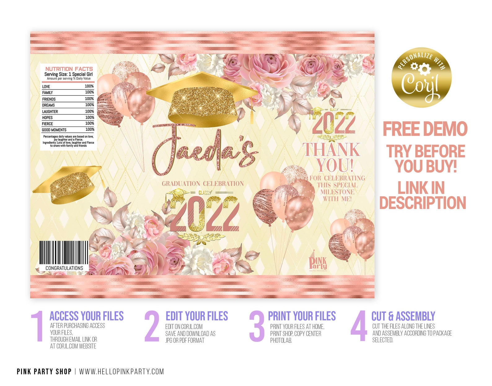 Graduation Party Chip Bag Template Printable Grad Prom Chip - Etsy