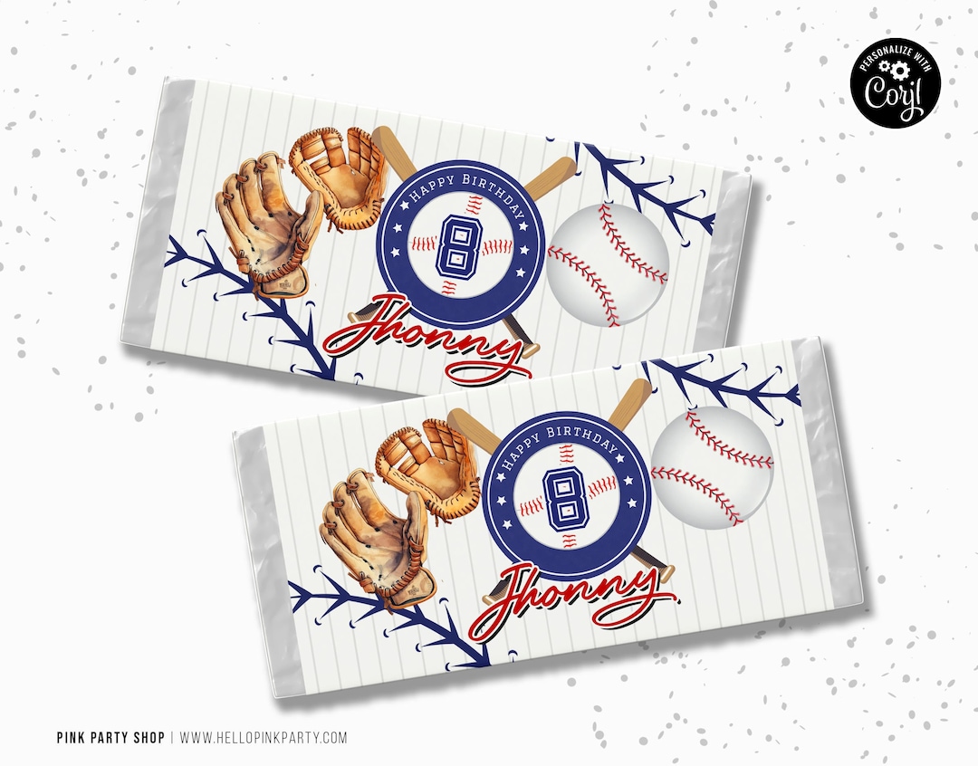 Baseball Birthday Candy Bar Label, Printable Templates, Softball ...