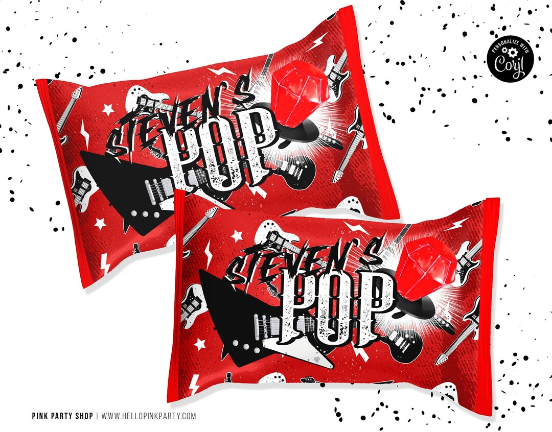 Rock Star Birthday Pop Template Printable, Rockstar Birthday Snack Bag ...