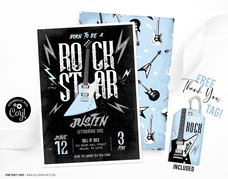 Editable Rock Star Birthday Party Fruit Snack Wrapper (instant Download ...