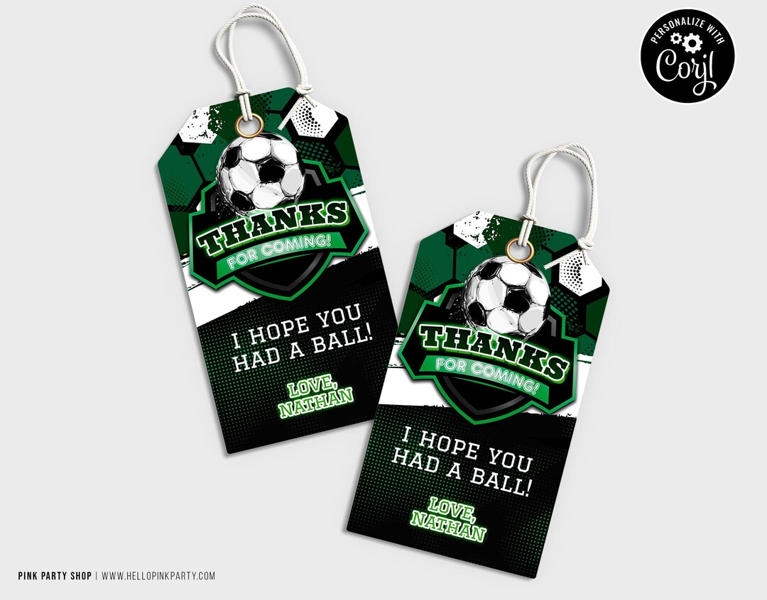 Editable Soccer Favor Tag Template: Printable Football Party (digital ...