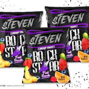 Editable Rock Star Birthday Party Fruit Snacks, Born to Rock Party ...