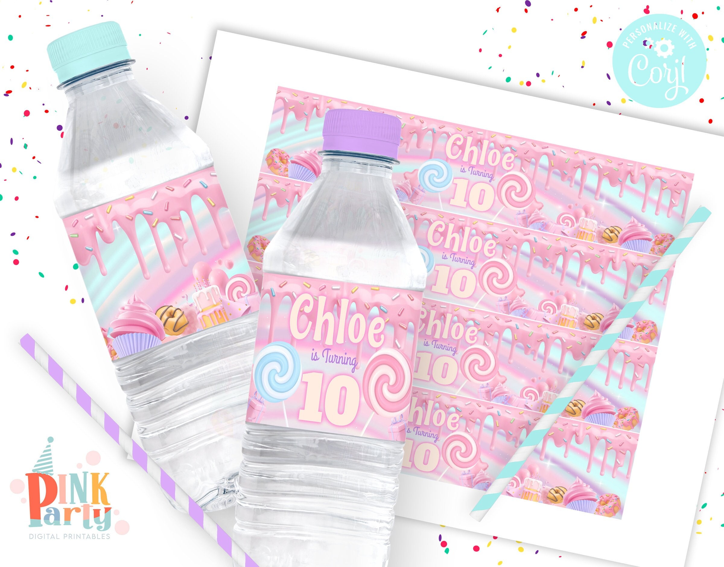 Kids Birthday Water Labels Wrapper Printable Templates Kids - Etsy