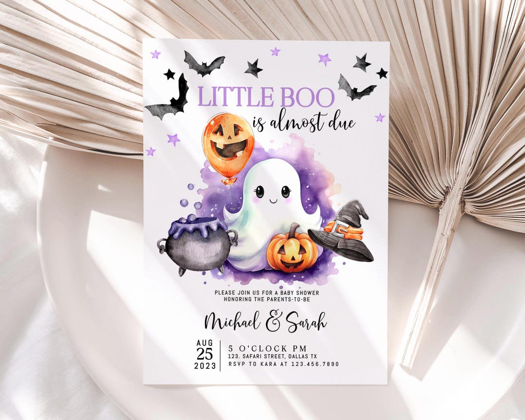 Editable A Little Boo Baby Shower Invitation Pumpkin Halloween Baby ...