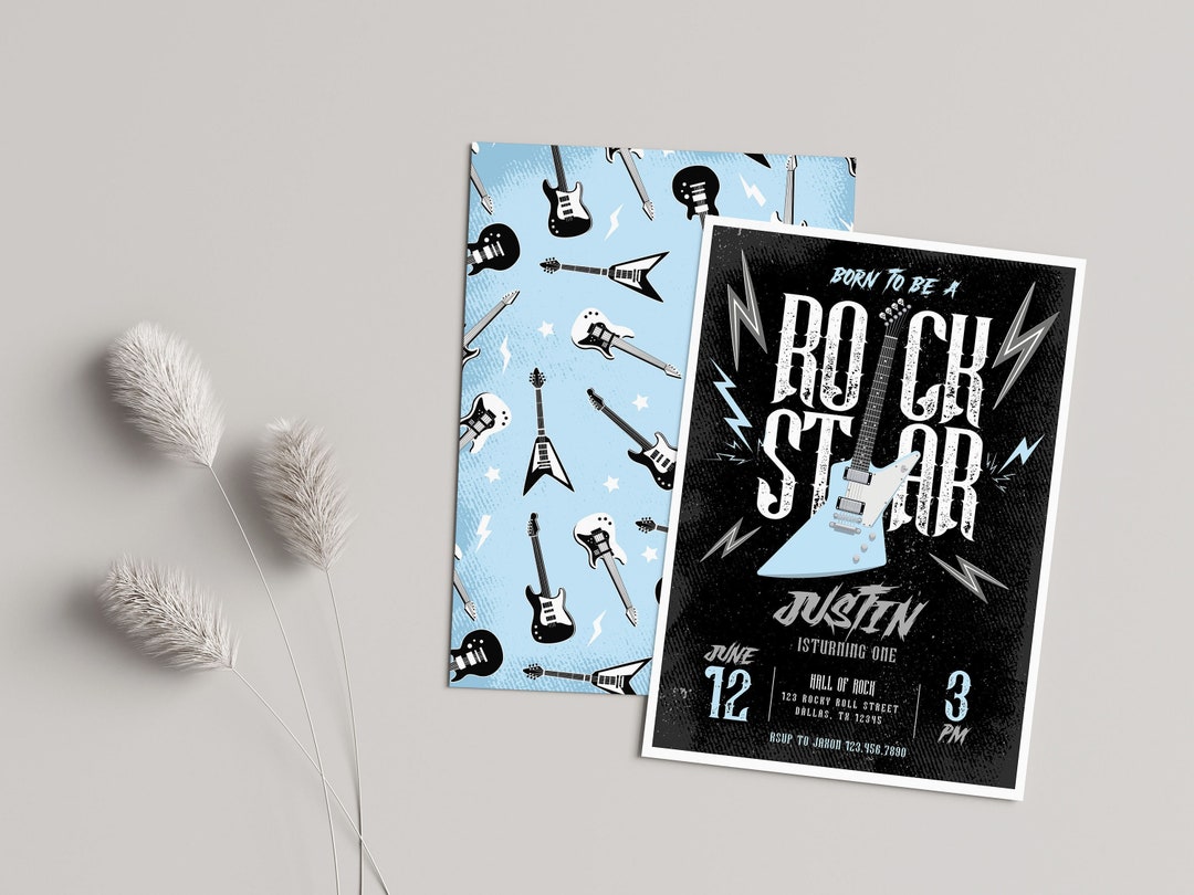 Plantilla de invitación de cumpleaños de rock and roll imprimible ...