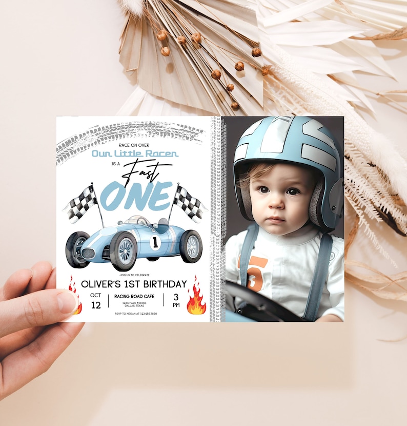 Editable Fast One Birthday Invitation Party Race Car First - Etsy