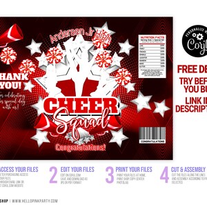 Cheerleader Chip Bag, Template Printable,cheer Birthday Chip Bag, Cheer ...