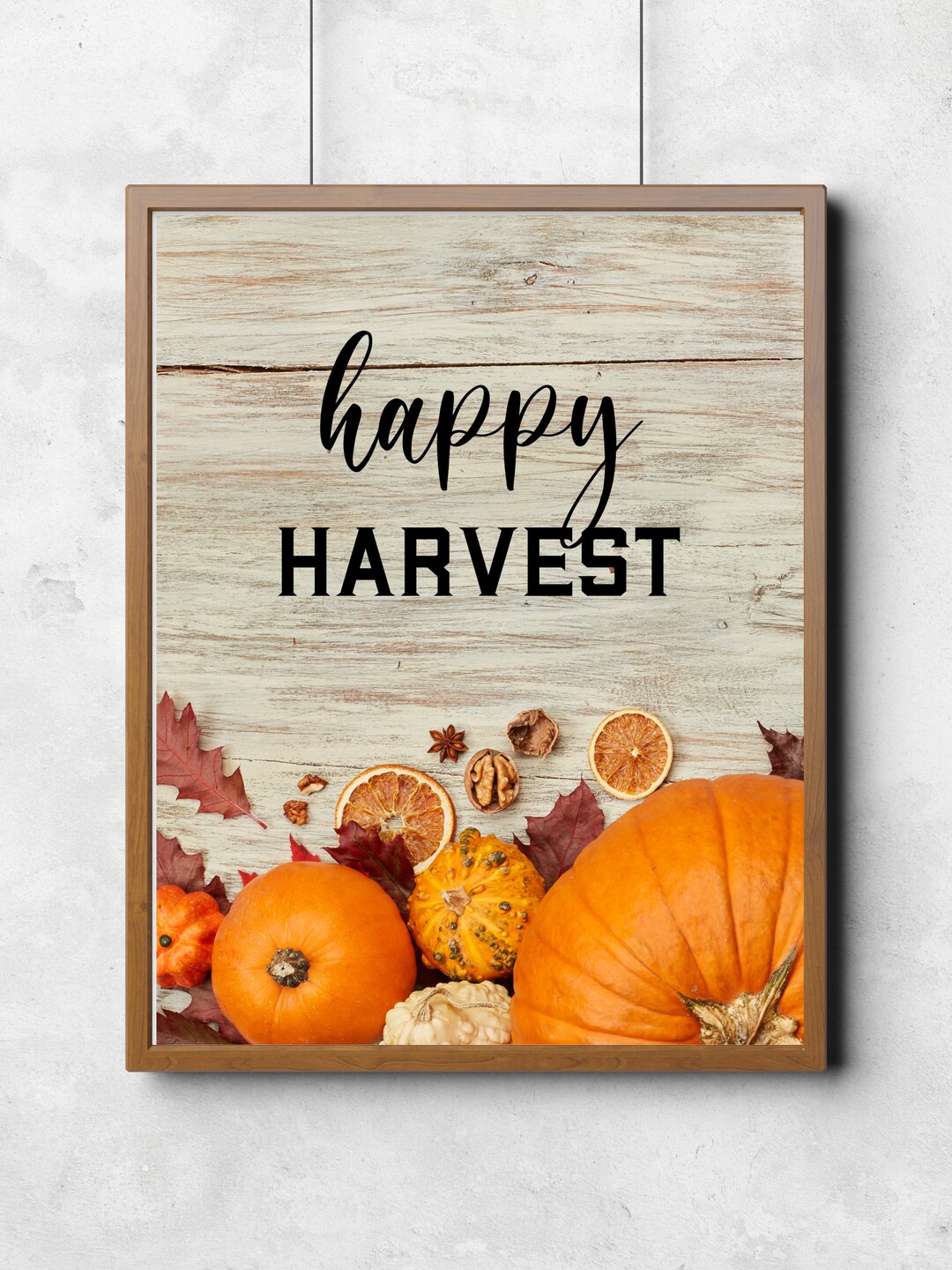 Happy Harvest Sign Fall Thanksgiving Farmhouse Country Wall Art Poster ...