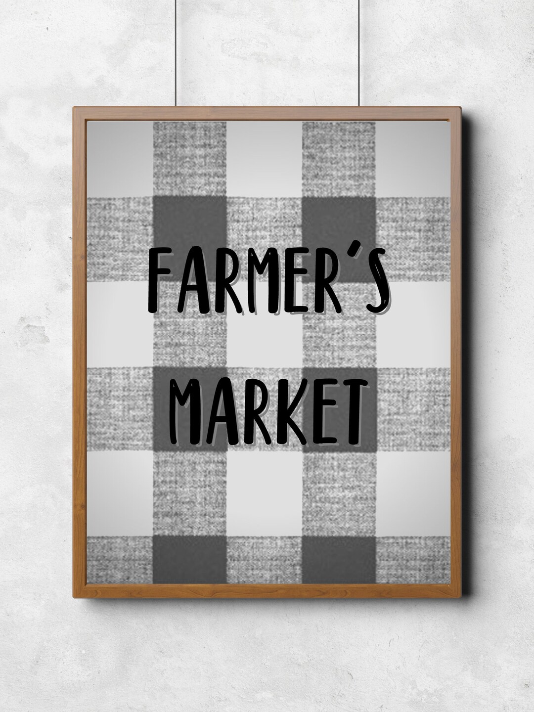 Farmer's Market Plaid Sign Farmhouse Country Wall Art Poster Digital ...