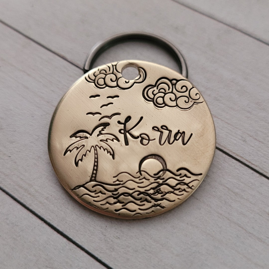 SUNSET - Dog Tags, Cat Tags, Surfer, Duke, Oahu, Hawaii, Sun, Palm ...
