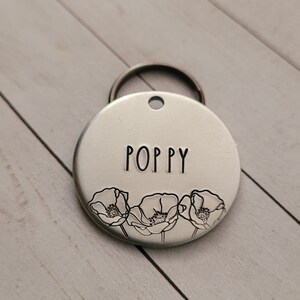 POPPY - Dog Tags, Cat TAGS, Poppy, Flowers, Poppi, Poppies, Custom ...