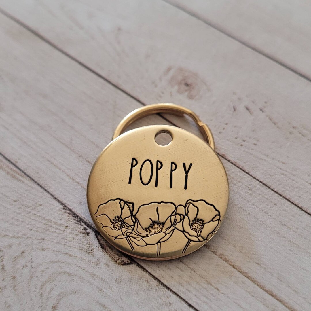 POPPY Dog Tags Cat TAGS Poppy Flowers Poppi Poppies - Etsy
