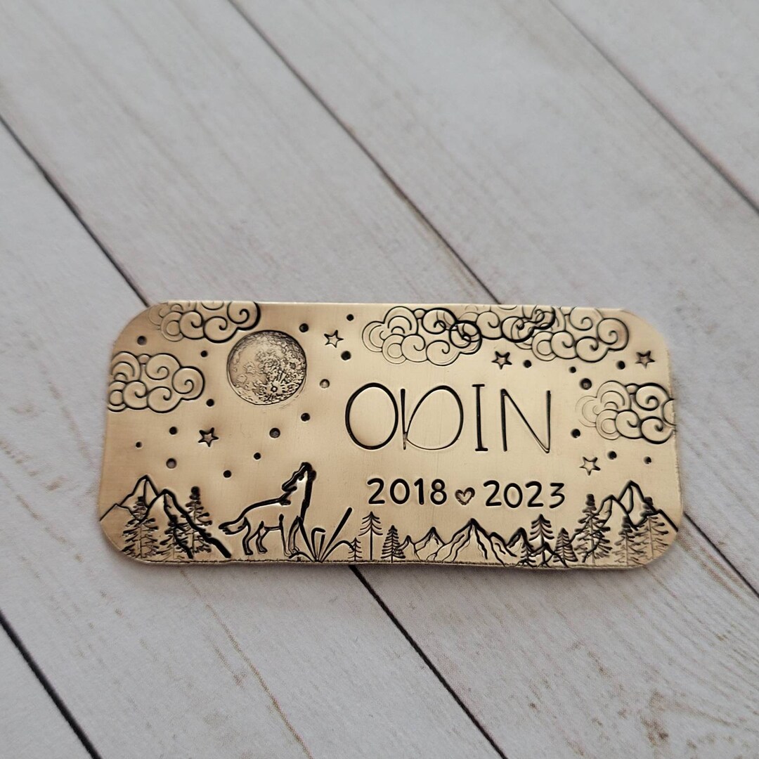 Urn NAMEPLATE, Service Dog, Custom Hand Stamped Brass Plaque, Pet Urn ...