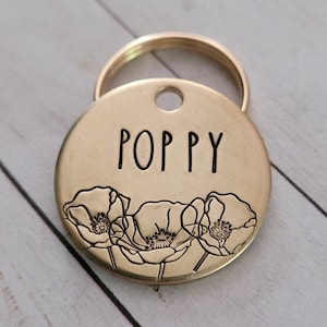 POPPY - Dog Tags, Cat TAGS, Poppy, Flowers, Poppi, Poppies, Custom ...