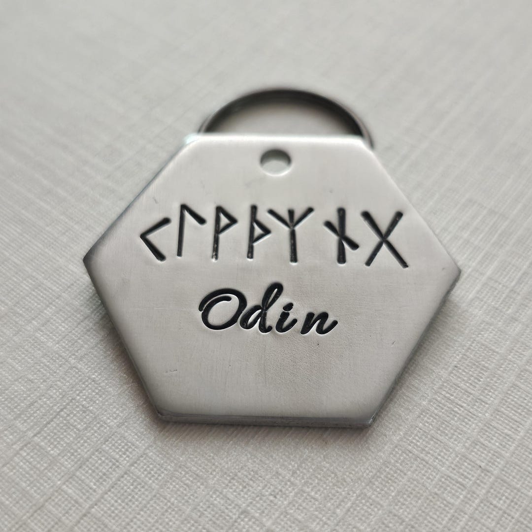 Hand Stamped Runes Pet Tag, Norse Viking Dog Cat Collar - Etsy