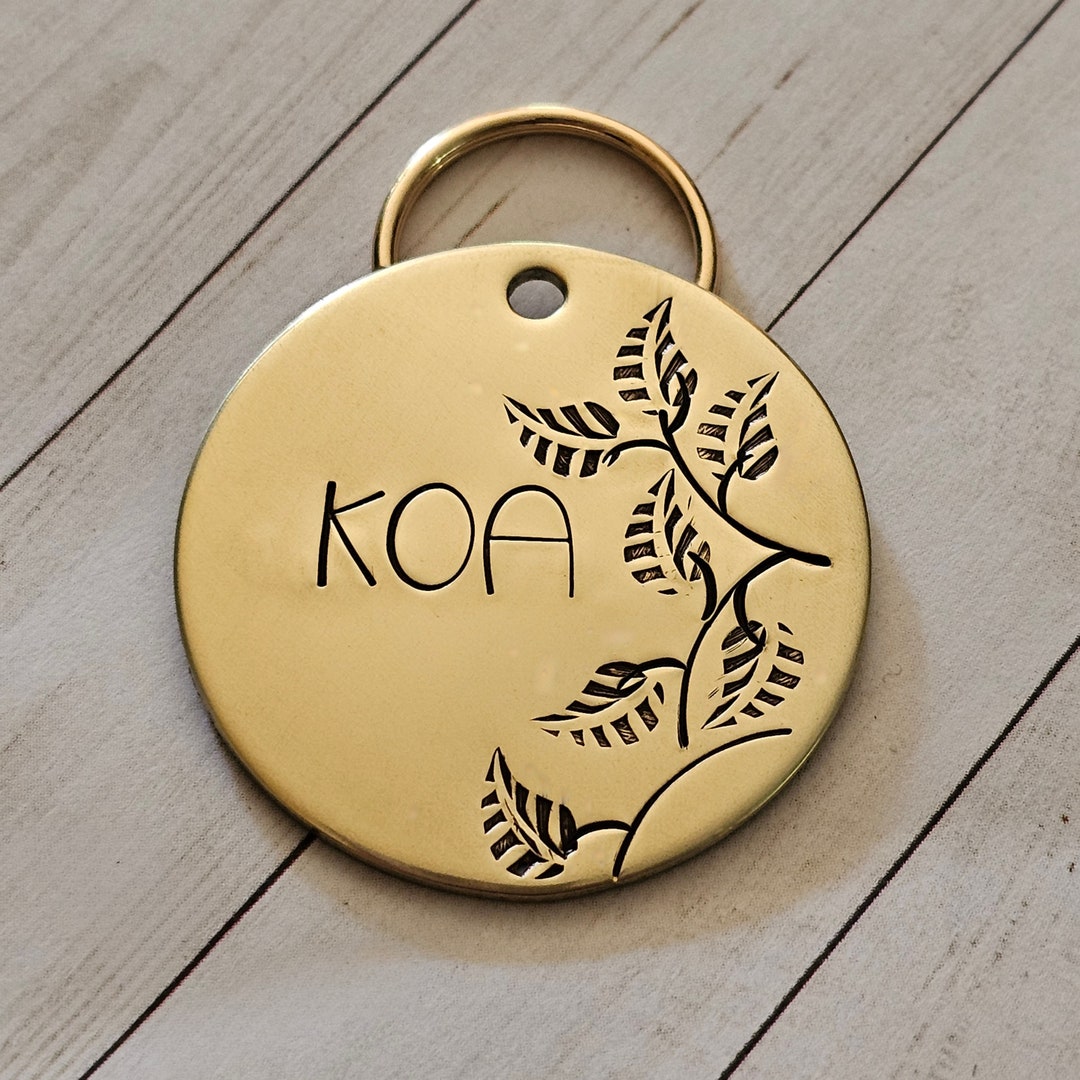 ACACIA Dog Tag, Cat Tag, Koa, Leaves, Vines, Hawaiian, Pet ID Tag ...
