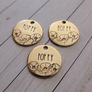 POPPY Dog Tags Cat TAGS Poppy Flowers Poppi Poppies - Etsy