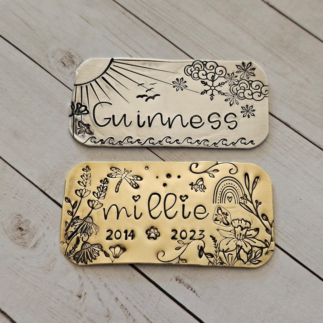 Urn NAMEPLATE, Urn Plaque, Sun, Trees, Flowers, Custom Plaque, Pet Urn ...
