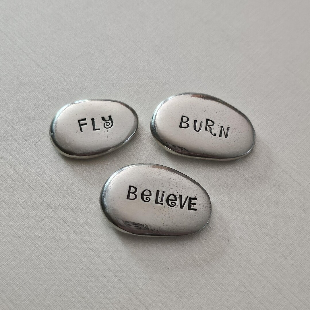 Custom Pocket Stone—believe, Pewter Stone, Worry Stone, Personalized ...