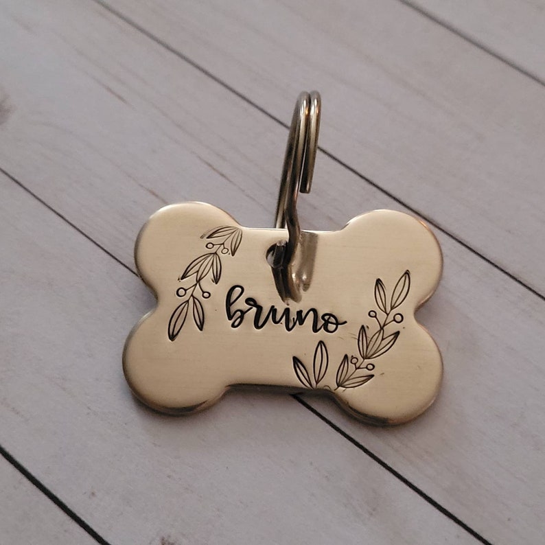 BONE Dog Tag Cat Tags Customize Hand Stamped - Etsy