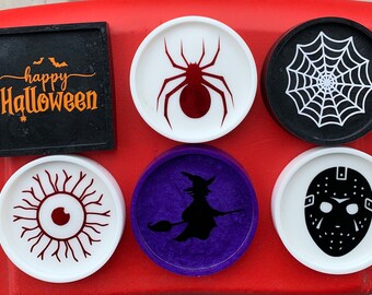 Set of Four Spooky Ghost Coasters Halloween Coasters - Etsy