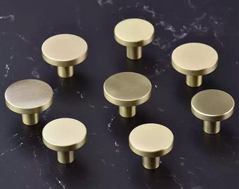 Cabinet Knobs Pulls Round Solid Brass Gold Door Handles Dresser Drawer Knobs Pulls Kitchen ...