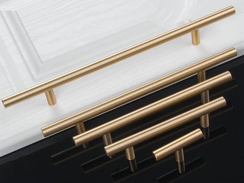 T Bar Gold Solid Brass Cabinet Handles Brass Door Pull - Etsy
