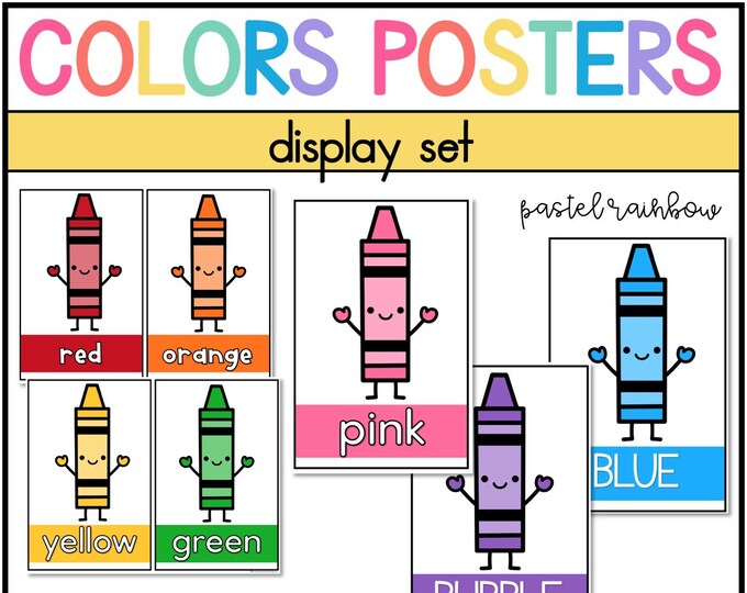 Colors Posters | Pastel Rainbow Classroom Decor - Etsy