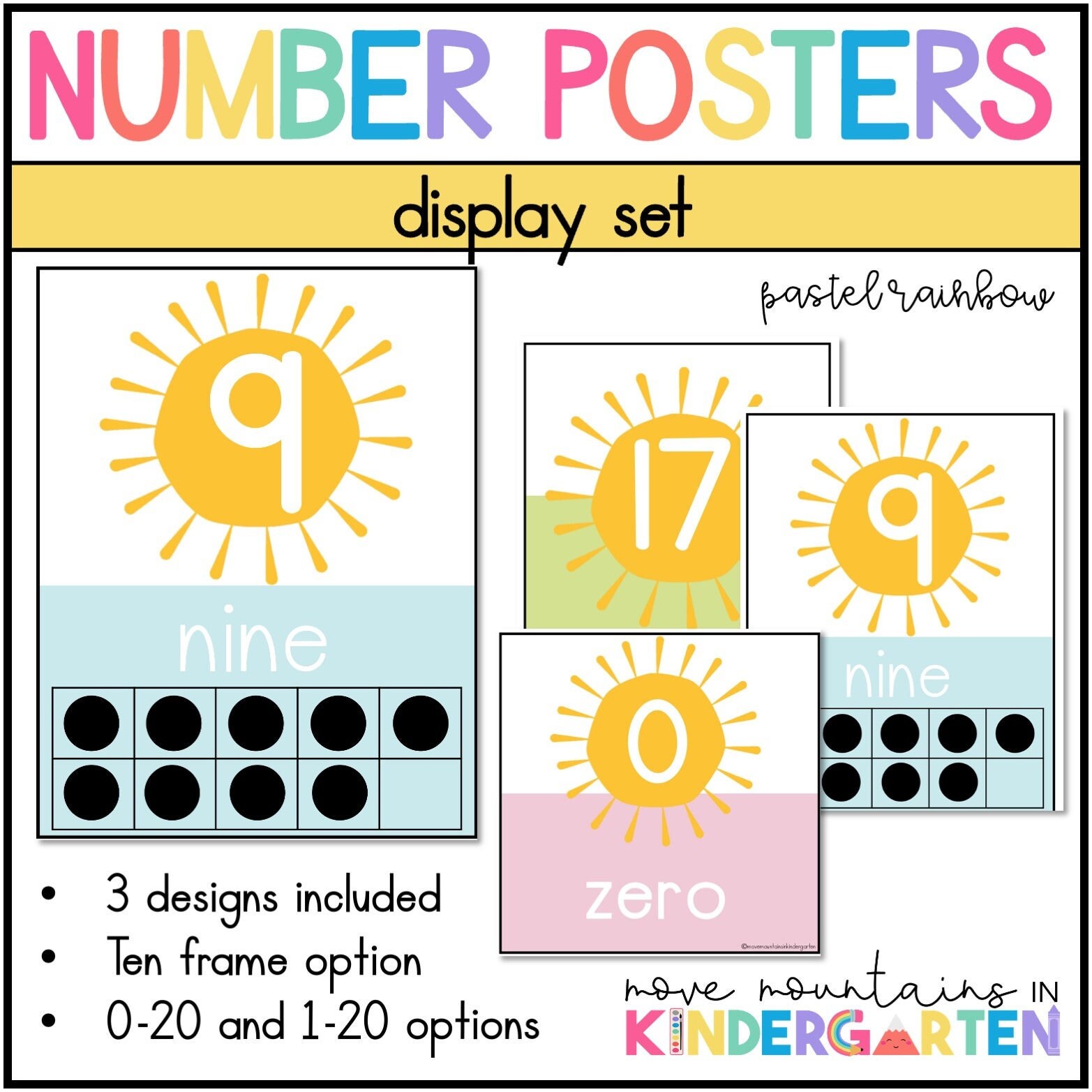 Number Posters Pastel Rainbow Classroom Decor - Etsy