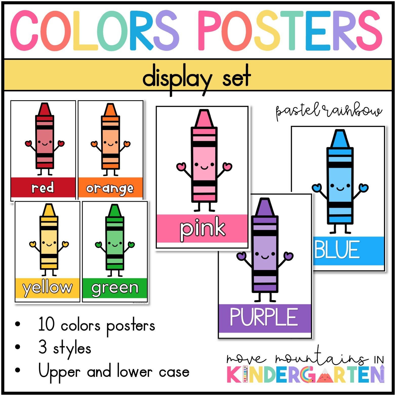 Colors Posters Pastel Rainbow Classroom Decor - Etsy
