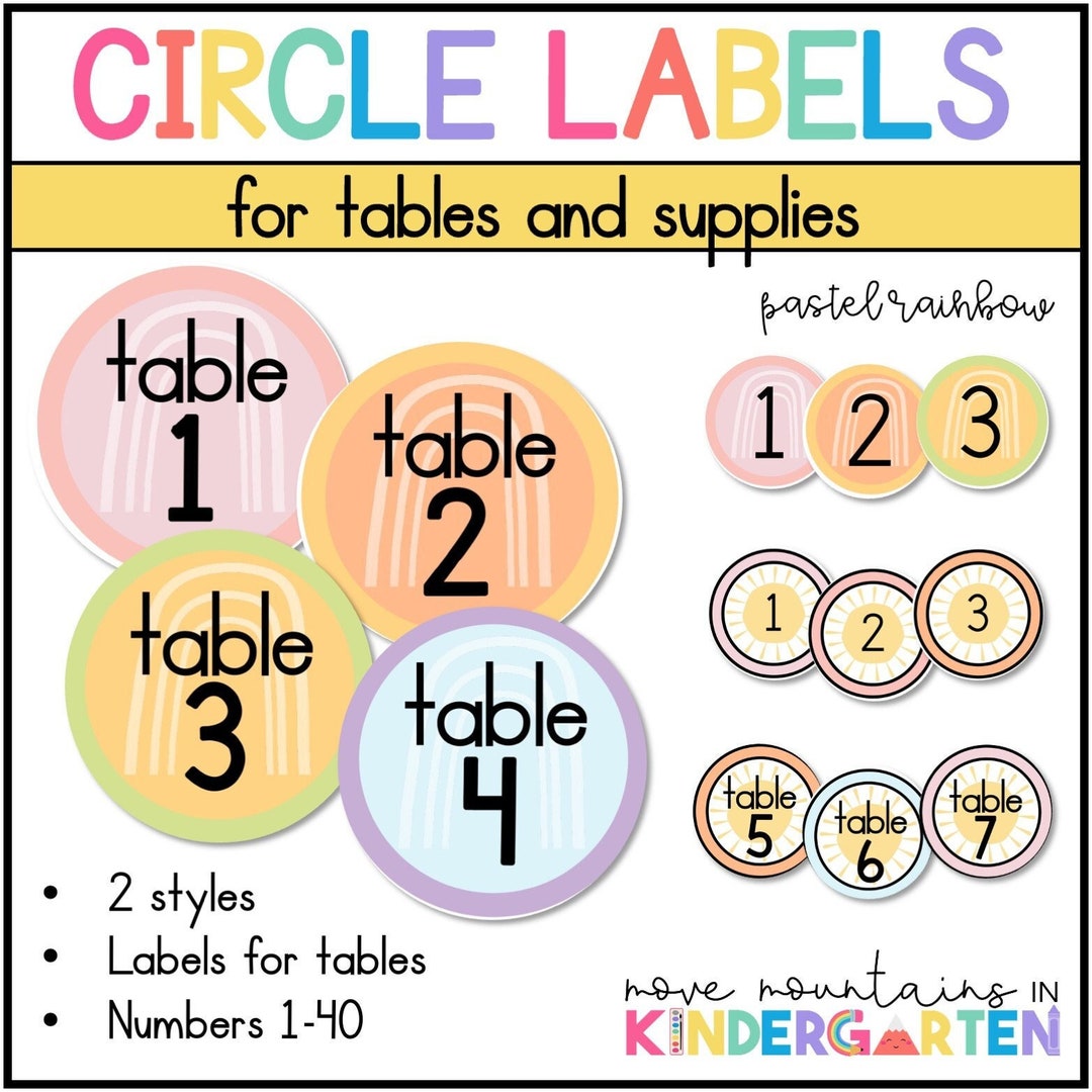 Circle Labels for Tables and Supplies Pastel Rainbow Classroom Decor - Etsy