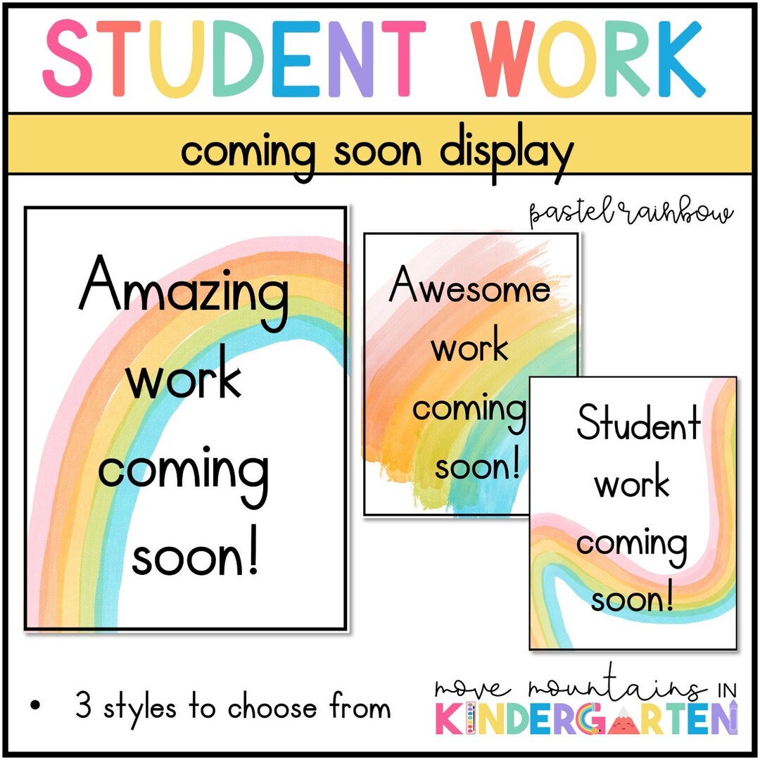 Student Work Coming Soon Posters Pastel Rainbow Classroom Decor - Etsy