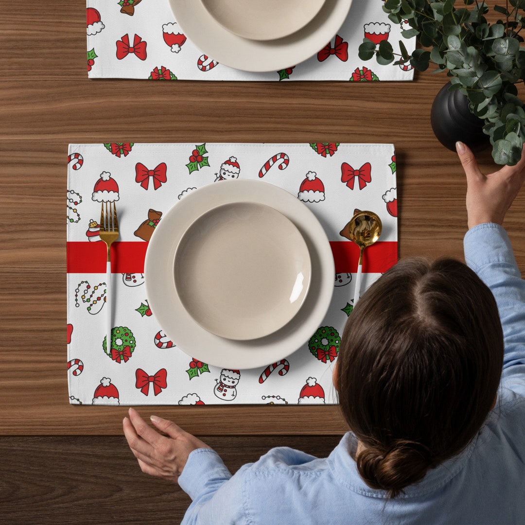 Christmas Fabric Placemat Set of 4holiday Placemat Winter - Etsy