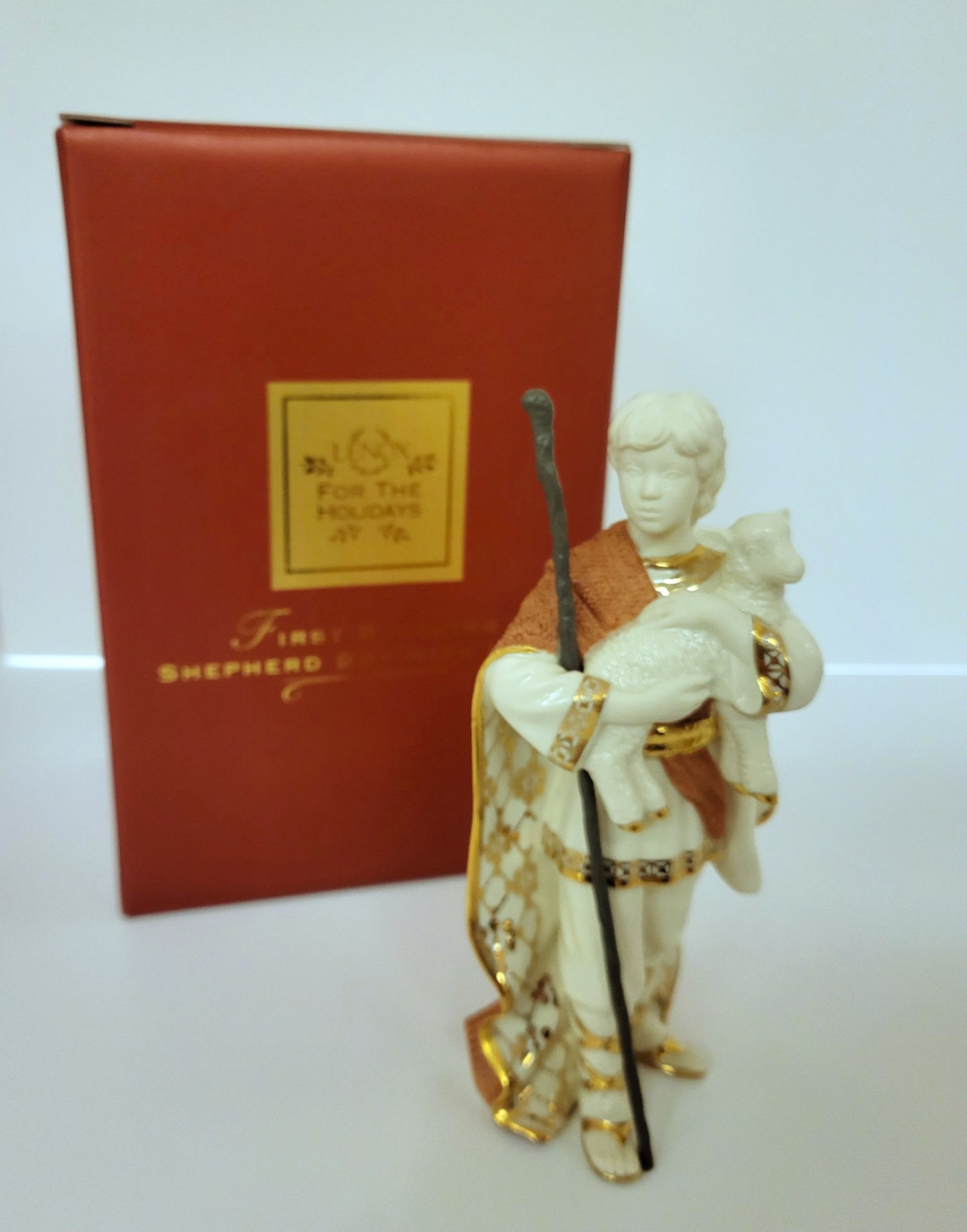 Lenox First Blessing Shepherd Boy and Lamb With Original Box 24kt Gold ...