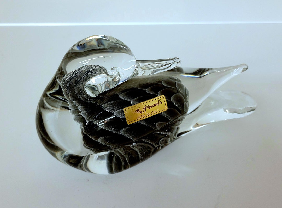 Vintage Murano Art Glass Duck Gray Sfumato Technique Imported by John ...