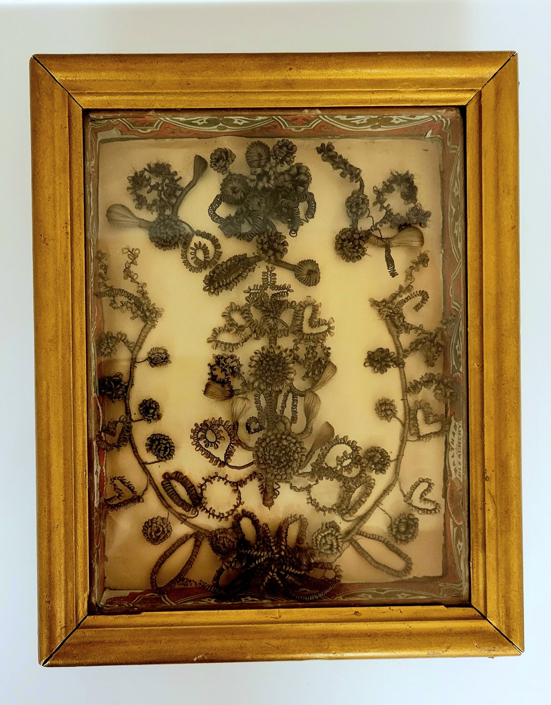 Exquisite 1800s Victorian Mourning Hair Work Wreath With Photo of ...