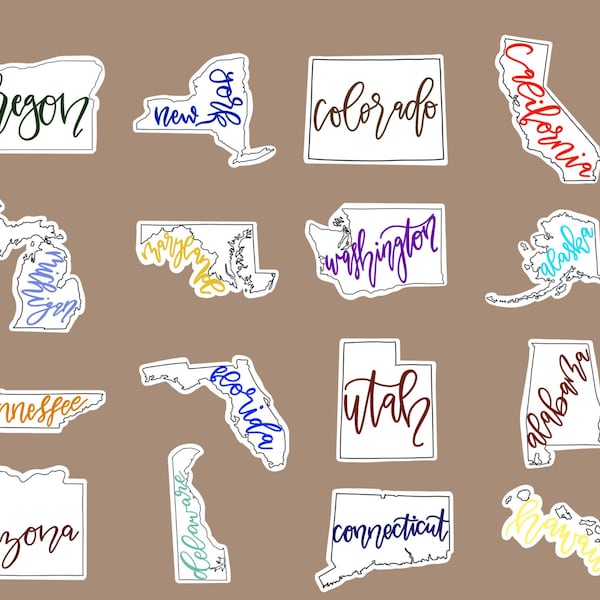 50 State Stickers - Etsy