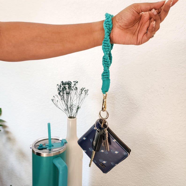 Macrame Twisted Cotton Wristlet for Keys & Wallets - Etsy