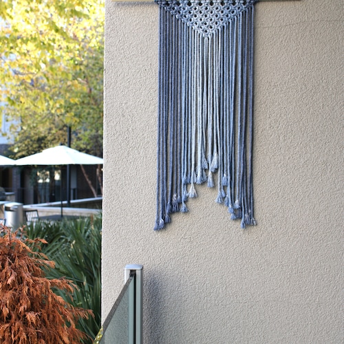 Blue Colored Handmade Macrame Wall Hanging - Etsy