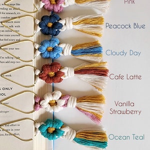 Macrame Daisy Flowers Bookmark Charm, Handmade Book Accessory, Boho ...