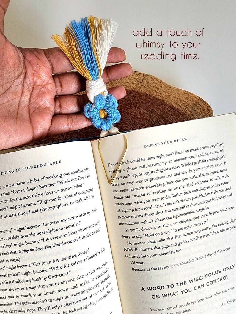Macrame Daisy Flowers Bookmark Charm, Handmade Book Accessory, Boho ...