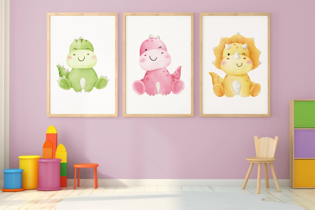 Set of 3 Baby Dinosaur Prints - Etsy