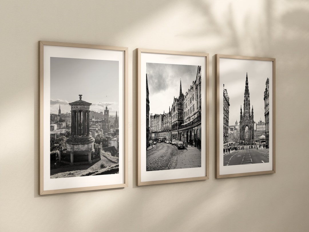 Set of 3 Edinburgh Prints, City Prints, Black and White Photographs ...