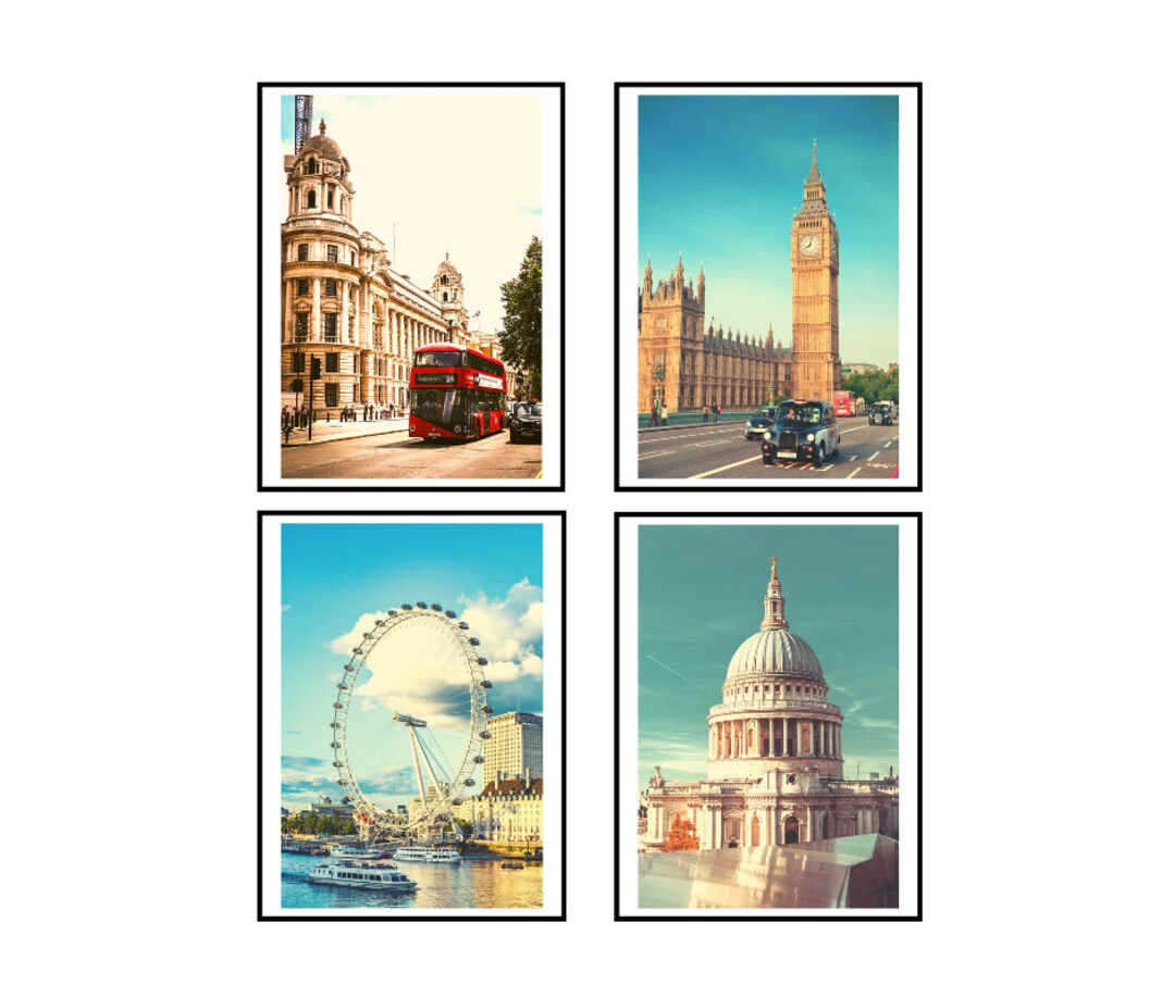 Set of 4 London Prints Travel Photographs City Prints Wall Art Home ...