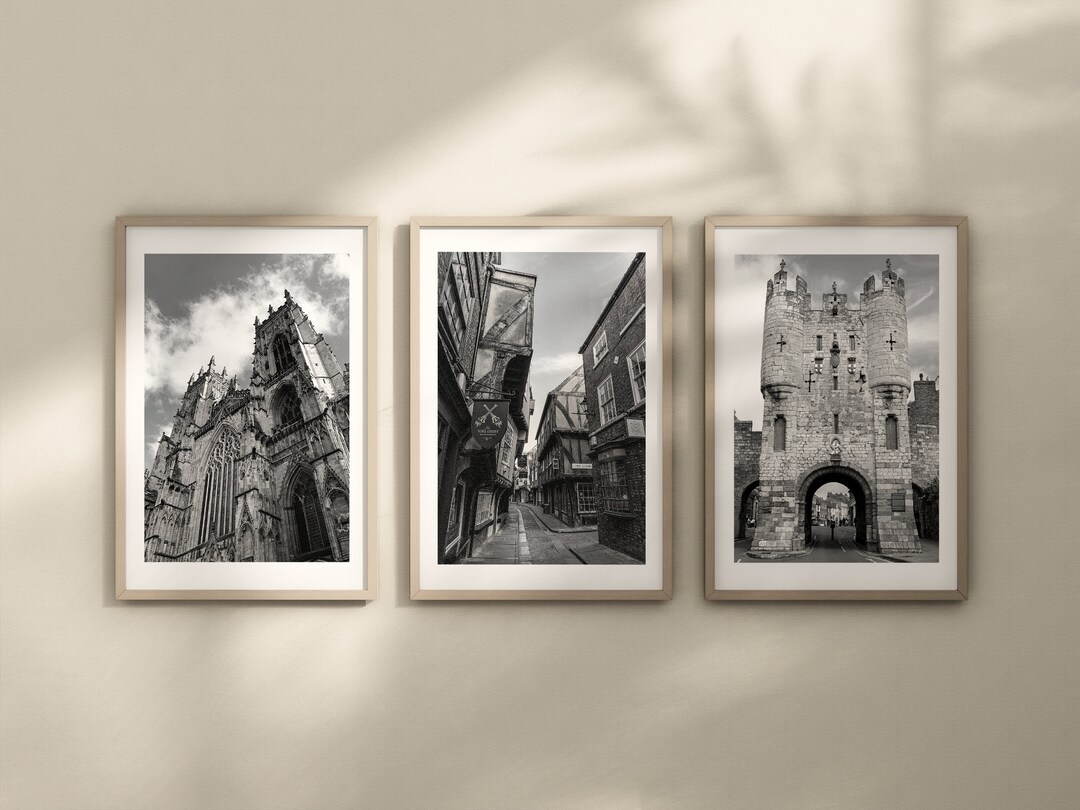Set of 3 York Prints, City Prints, Black and White Photographs, Home ...
