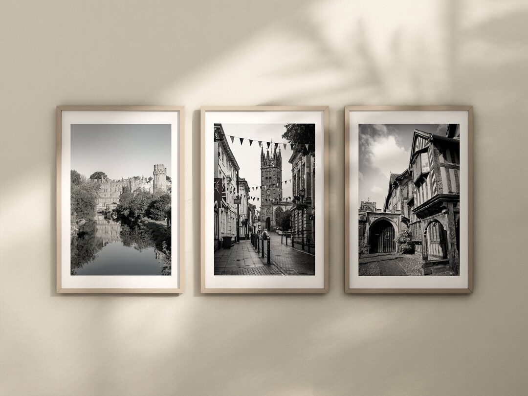 Set of 3 Warwick Print, DIGITAL DOWNLOAD, Black & White City Prints ...